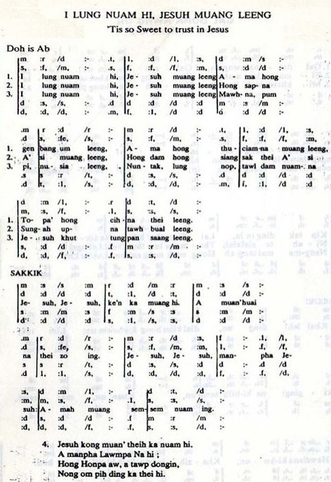 I Lung Nuam Hi, Zeisu Muang Leng (Tis so Sweet to trust in Jesus ...